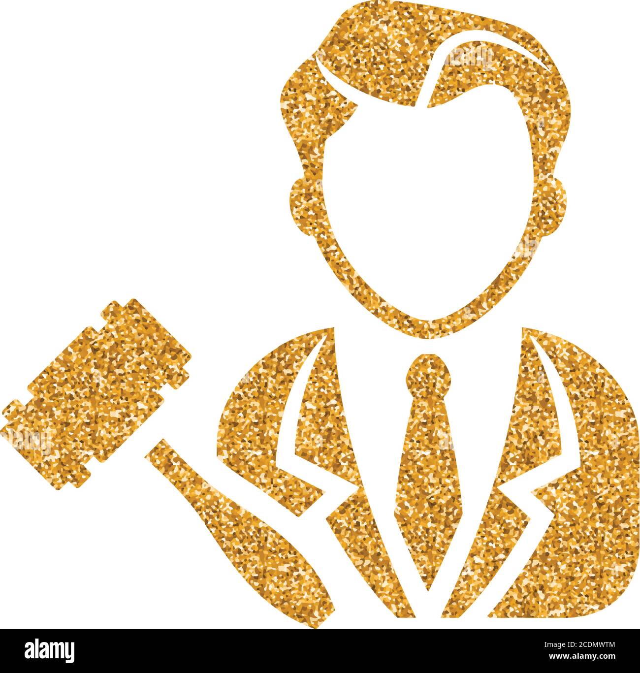 Auctioneer icon in gold glitter texture. Sparkle luxury style vector ...