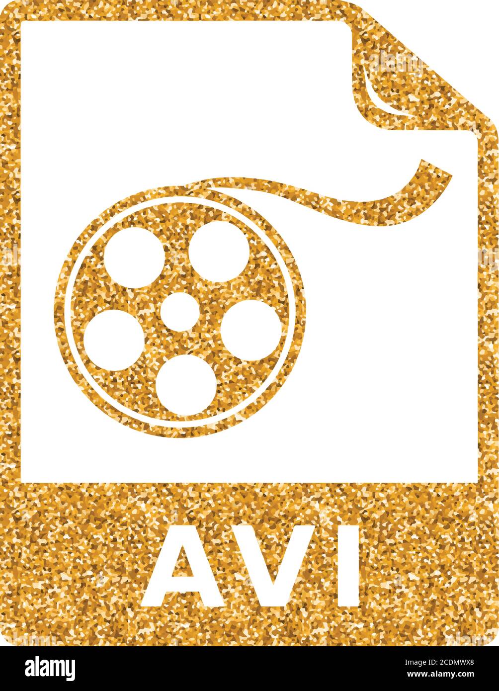 Video file format icon in gold glitter texture. Sparkle luxury style ...