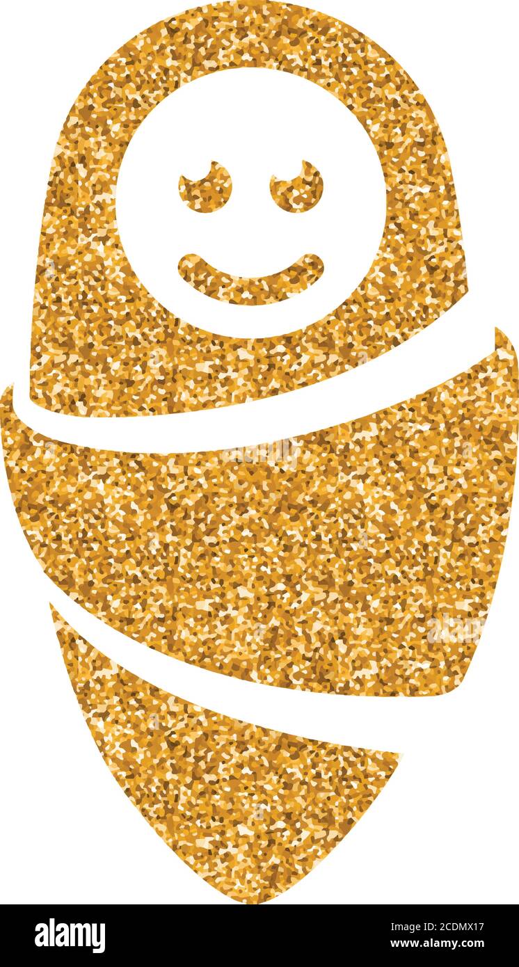 Newborn baby icon in gold glitter texture. Sparkle luxury style vector ...