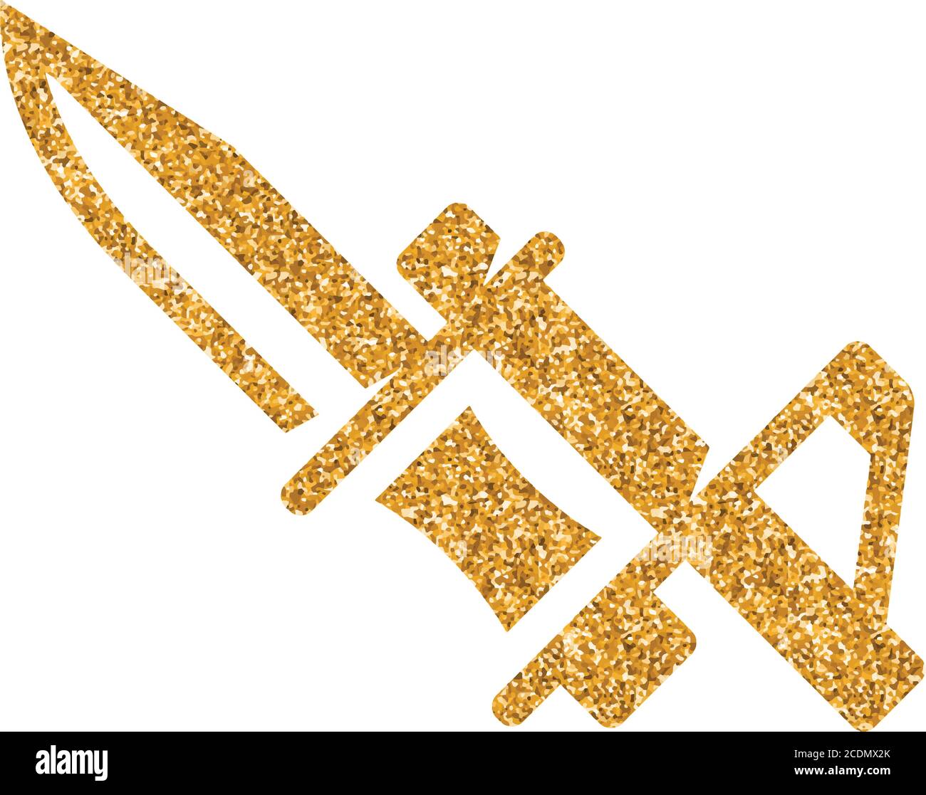 Bayonet knife icon in gold glitter texture. Sparkle luxury style vector illustration Stock ...