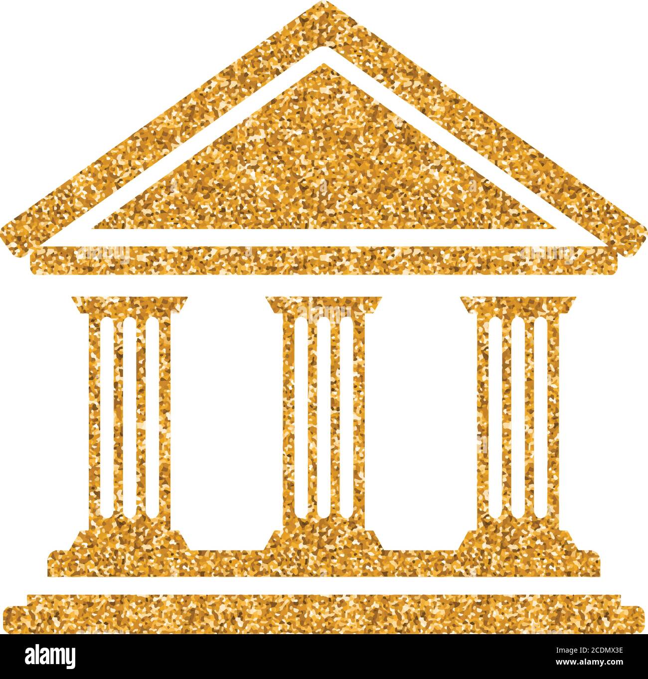 Bank building icon in gold glitter texture. Sparkle luxury style vector ...