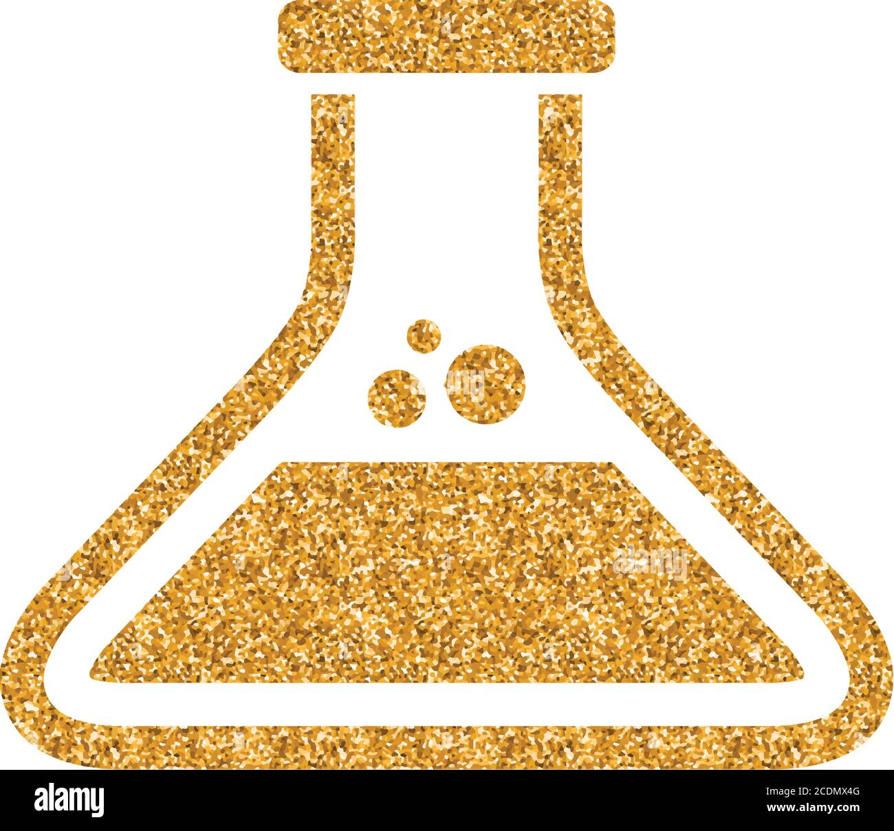 Beaker icon in gold glitter texture. Sparkle luxury style vector ...