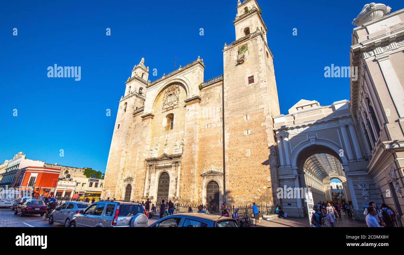 Mexico, Cathedral of Merida, oldest cathedral in Latin America Stock ...
