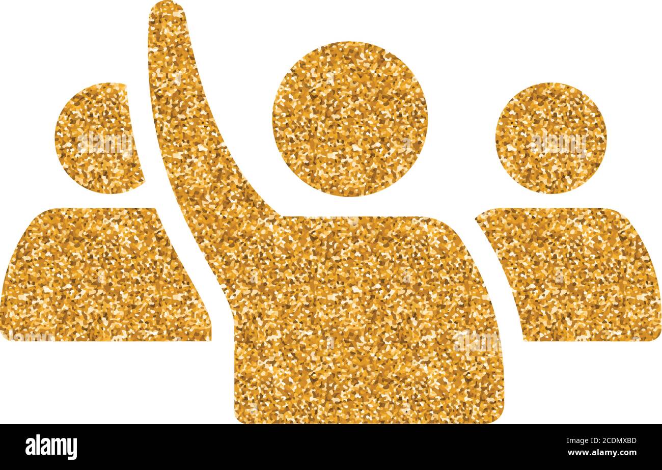 People raise hand icon in gold glitter texture. Sparkle luxury style ...
