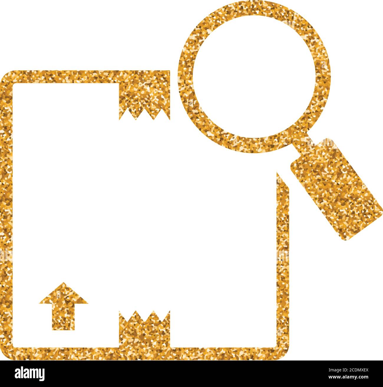 Parcel tracking icon in gold glitter texture. Sparkle luxury style ...