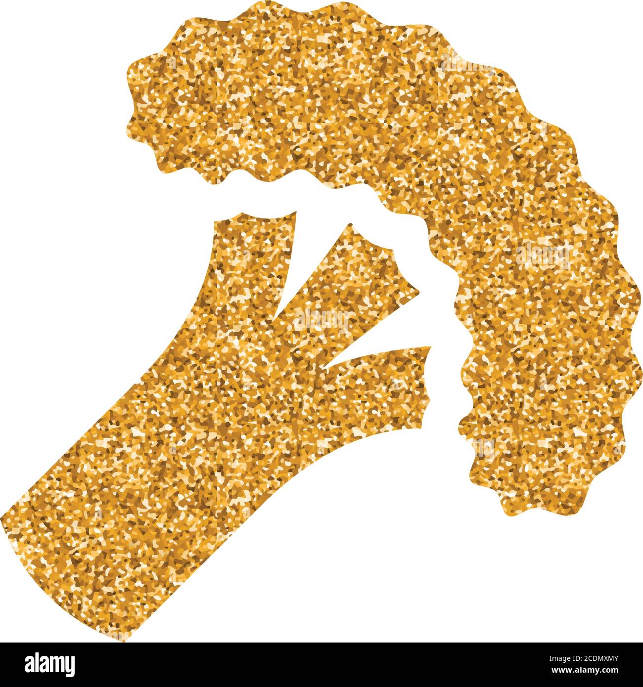 Broccoli icon in gold glitter texture. Sparkle luxury style vector ...