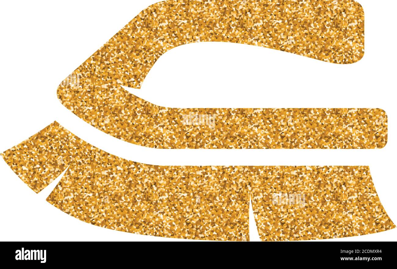 Brush icon in gold glitter texture. Sparkle luxury style vector ...