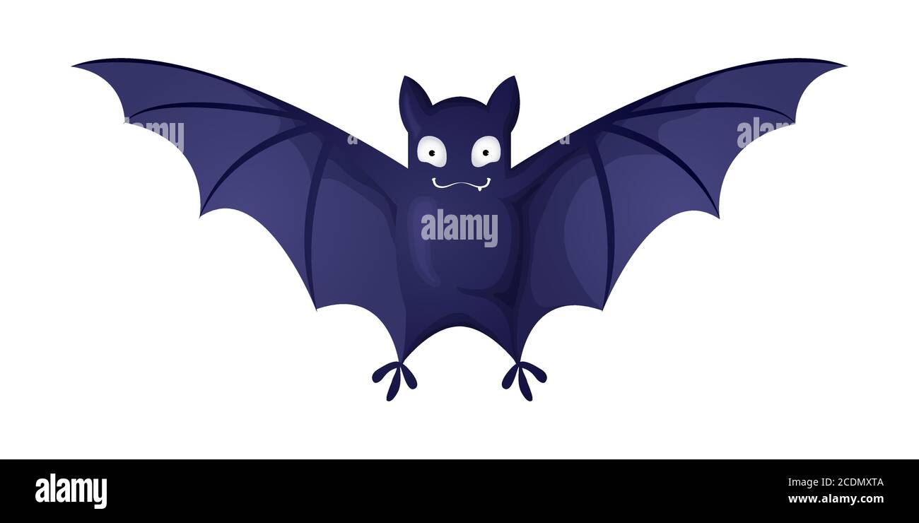 Cute little flying bat. Vector character in cartoons style. Isolated on ...