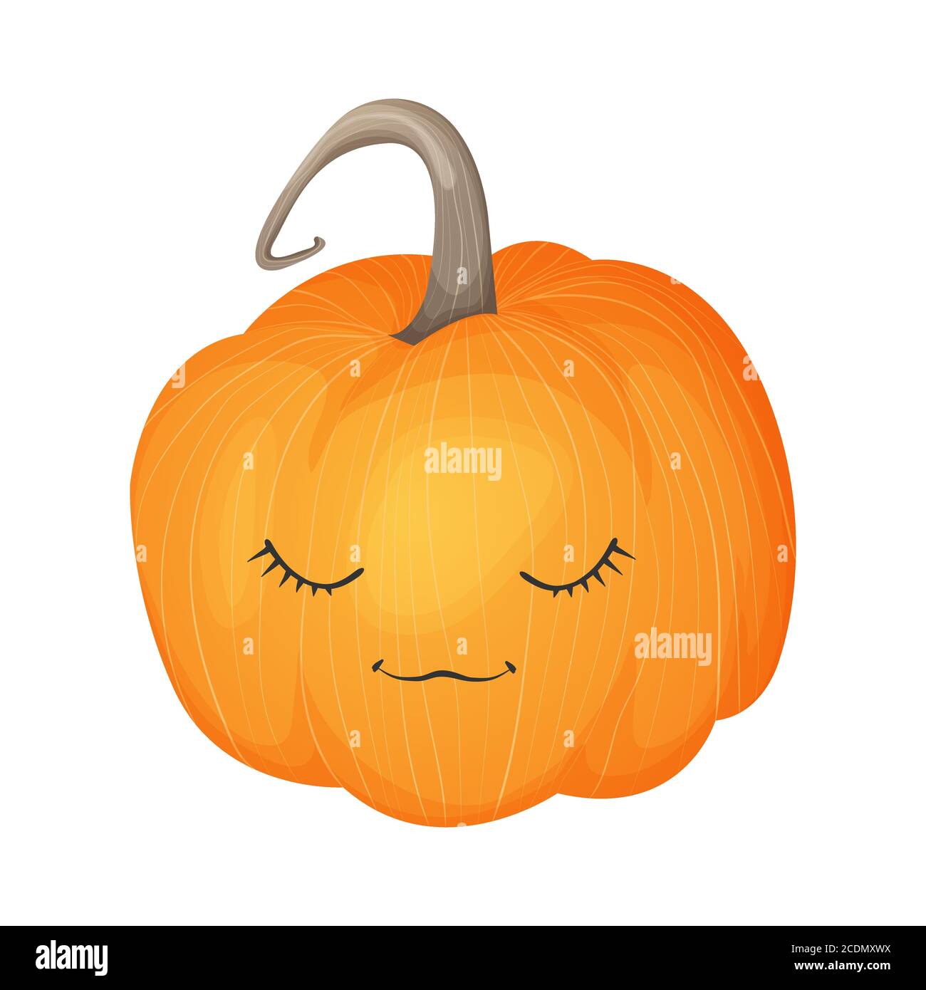 Cute pumpkin with sleeping face. Halloween kawaii mascot – little ...