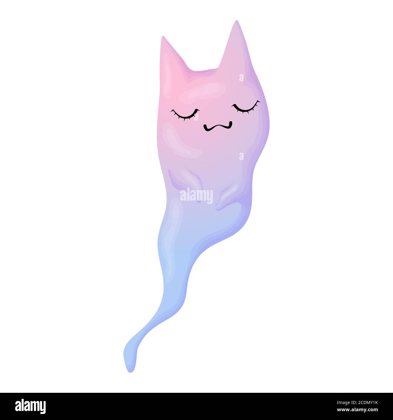 Funny Halloween Vector Illustration with Ghost Cat. Cute ghost with cat ...