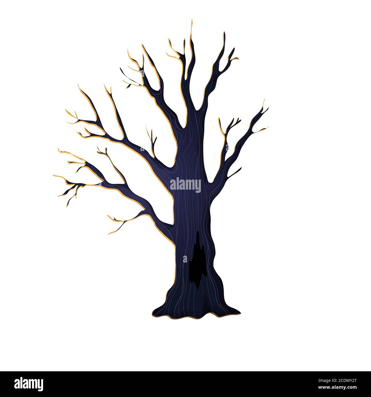 Scary halloween tree in cartoons style. Vector illustration. Isolated ...