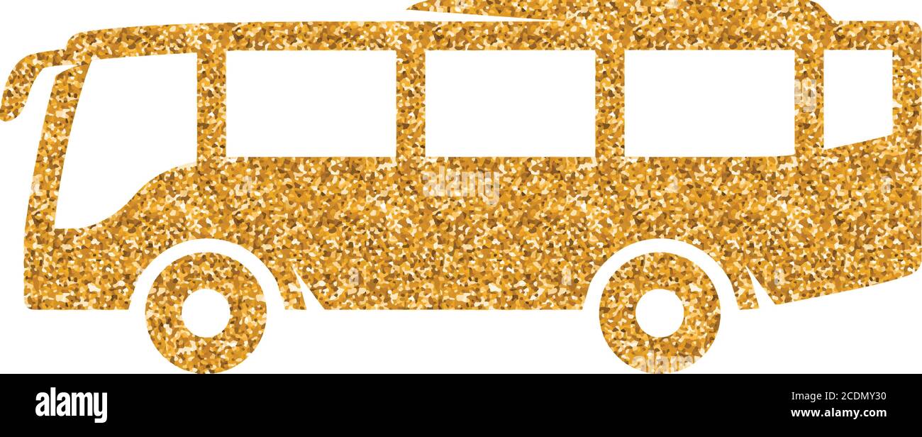 Bus icon in gold glitter texture. Sparkle luxury style vector ...