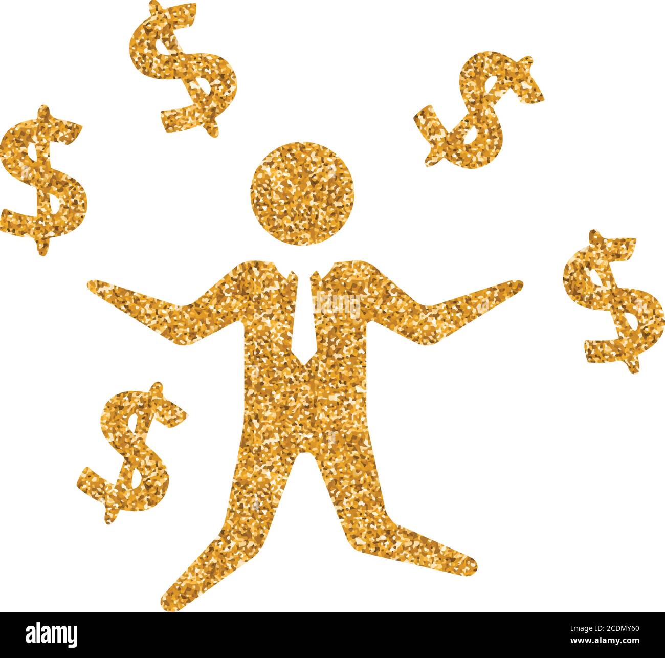 Businessman money icon in gold glitter texture. Sparkle luxury style ...