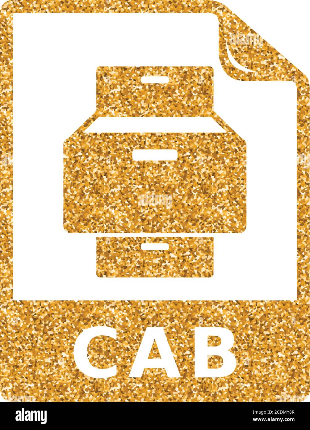 Cab file format icon in gold glitter texture. Sparkle luxury style ...