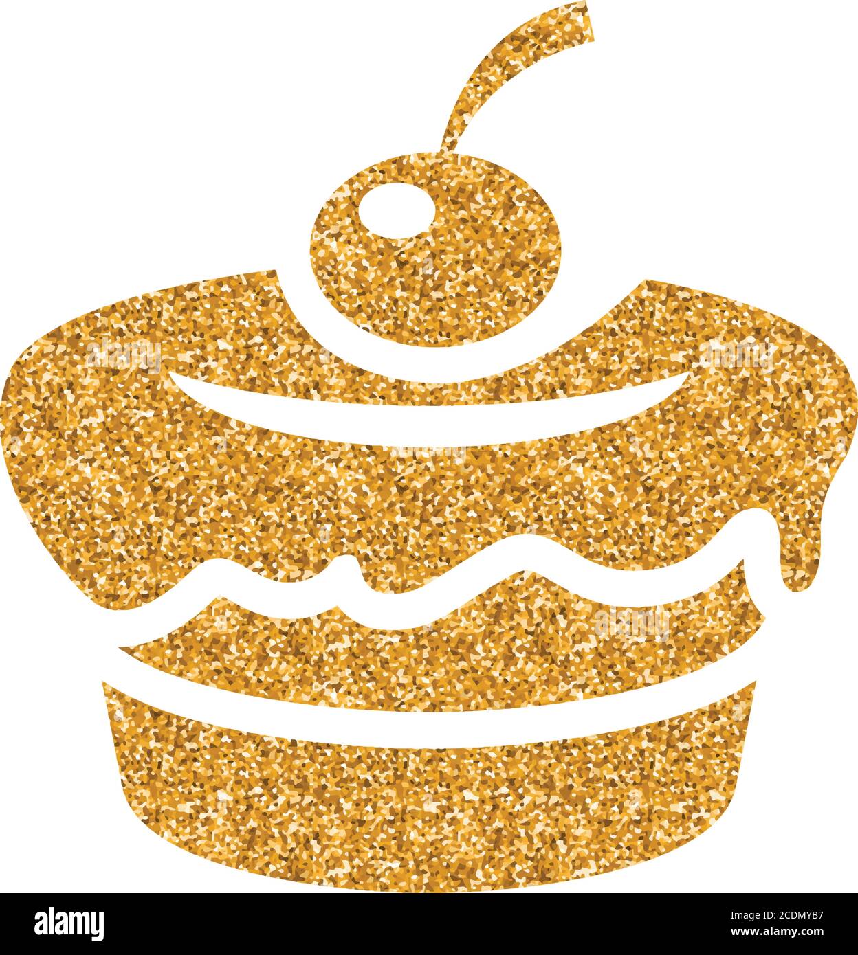 Cake icon in gold glitter texture. Sparkle luxury style vector ...