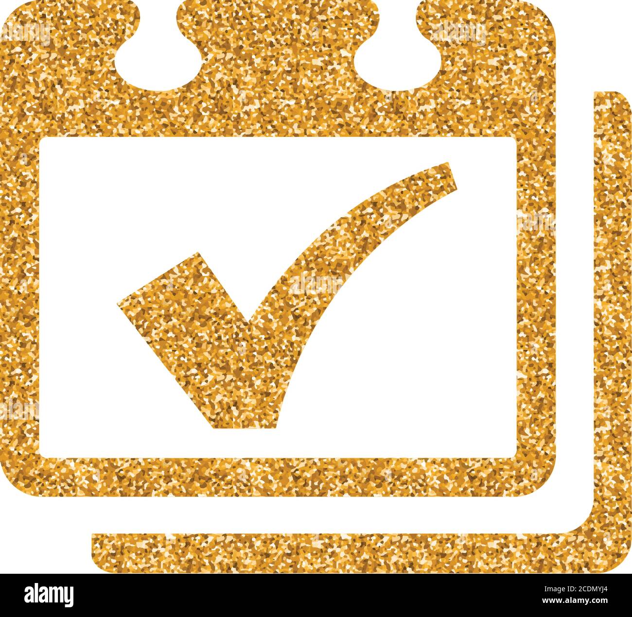 Calendar checkmark icon in gold glitter texture. Sparkle luxury style ...