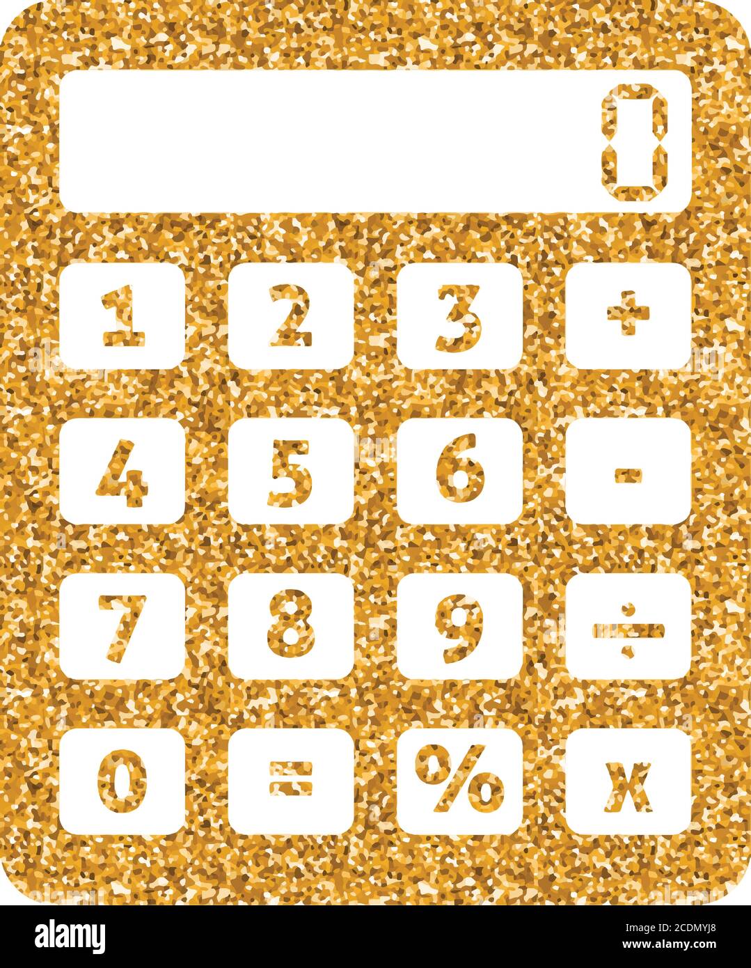 Calculator icon in gold glitter texture. Sparkle luxury style vector ...