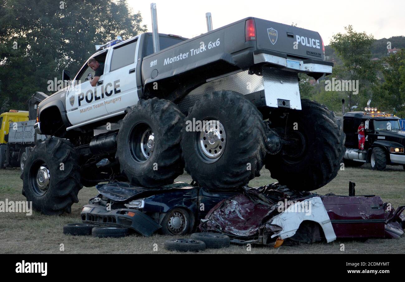 Németh Martin owner of the XXL Monster Truck Show seen in action during ...