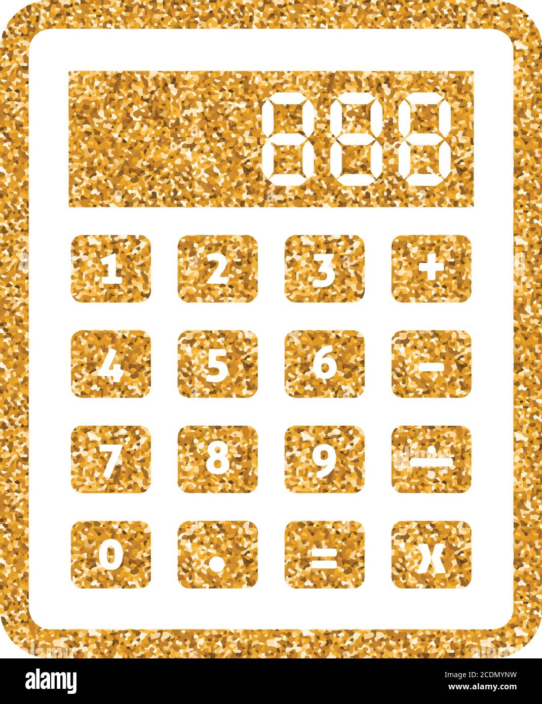 Calculator icon in gold glitter texture. Sparkle luxury style vector ...
