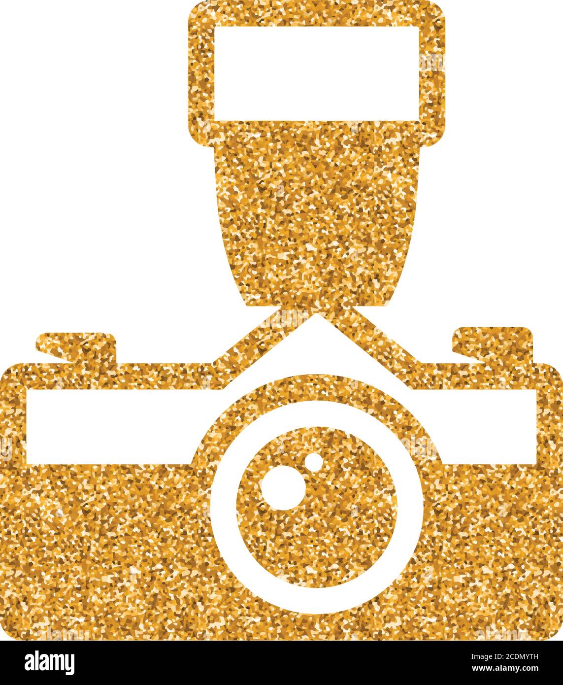 Old camera icon in gold glitter texture. Sparkle luxury style vector ...