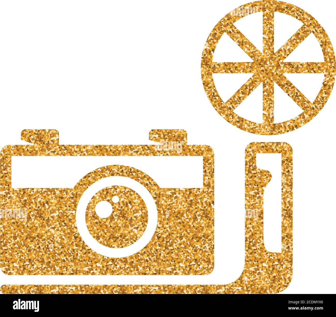 Vintage camera icon in gold glitter texture. Sparkle luxury style ...