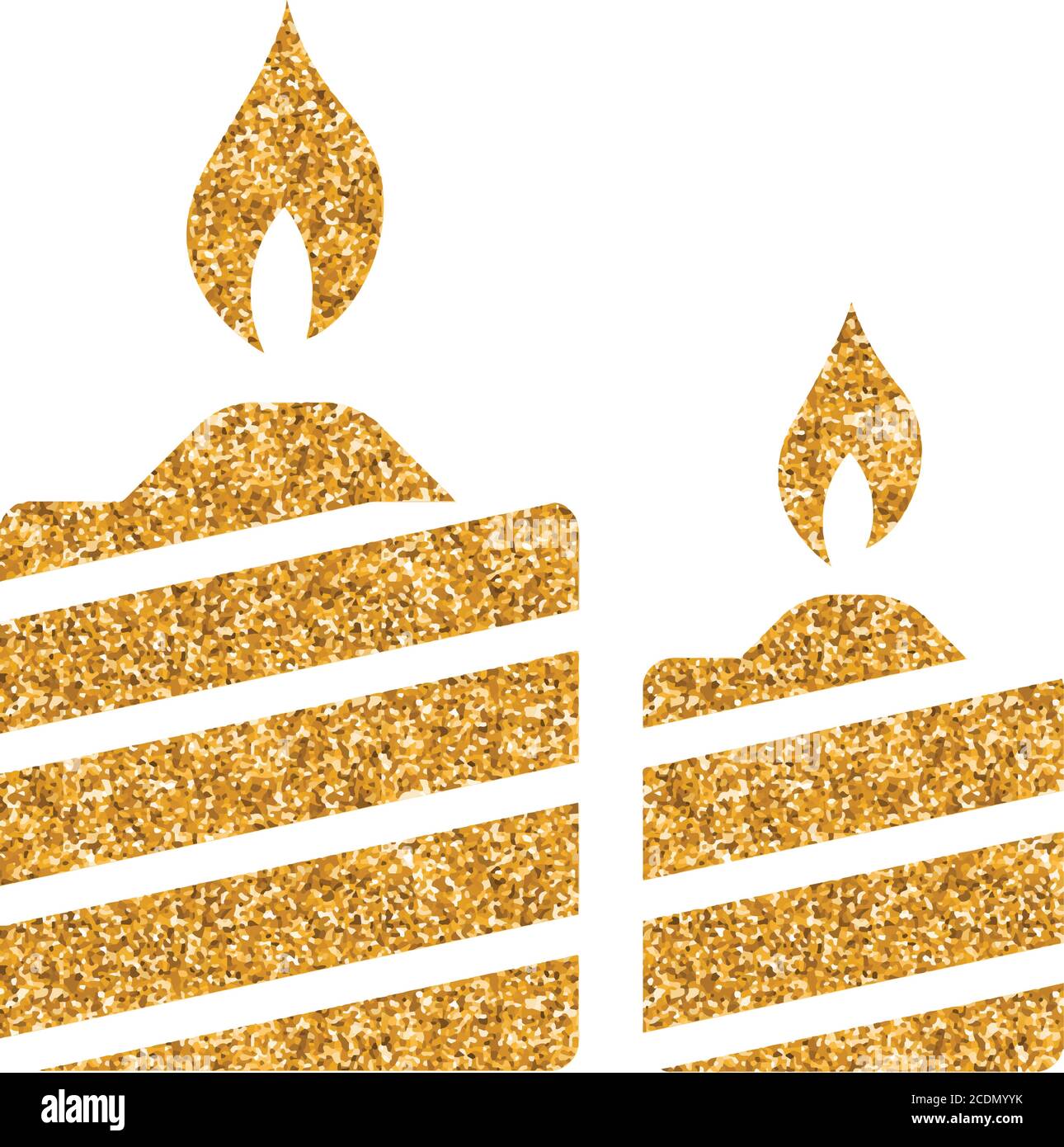 Candles icon in gold glitter texture. Sparkle luxury style vector ...