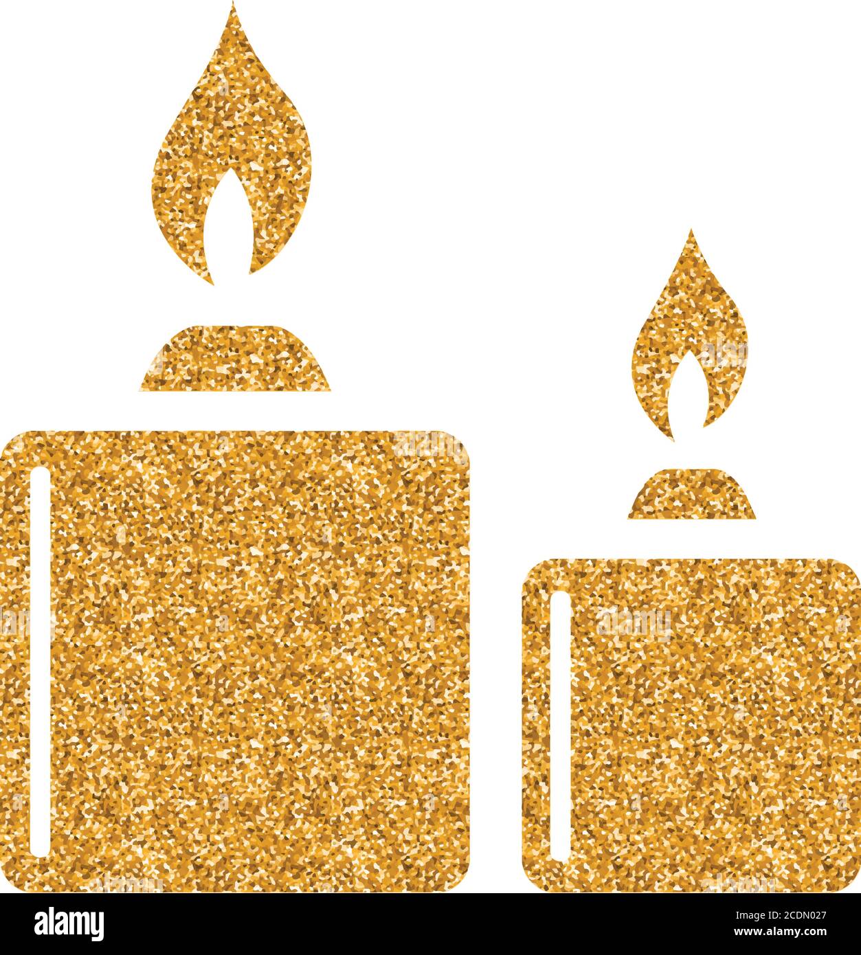 Candles icon in gold glitter texture. Sparkle luxury style vector ...
