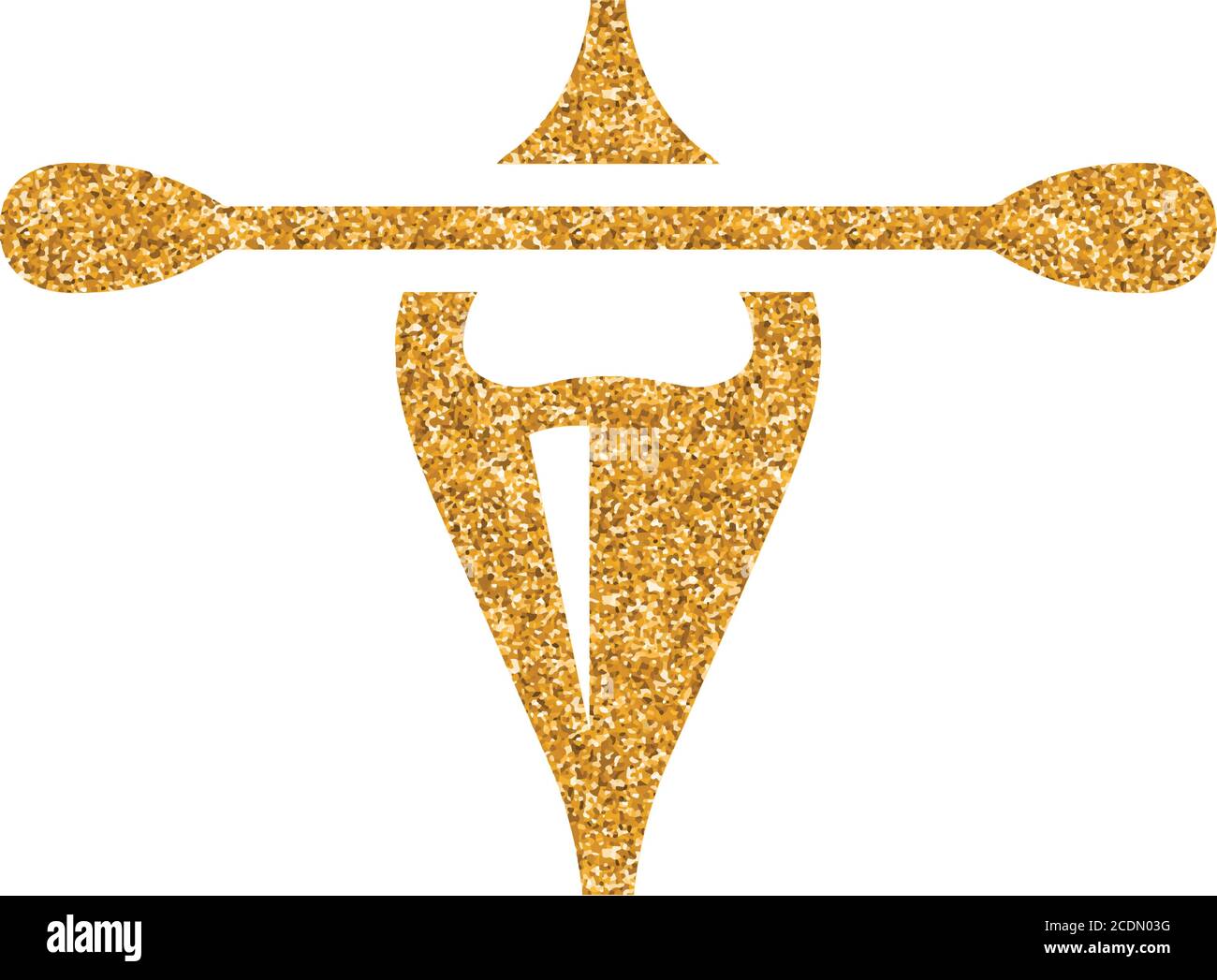 Canoe icon in gold glitter texture. Sparkle luxury style vector ...