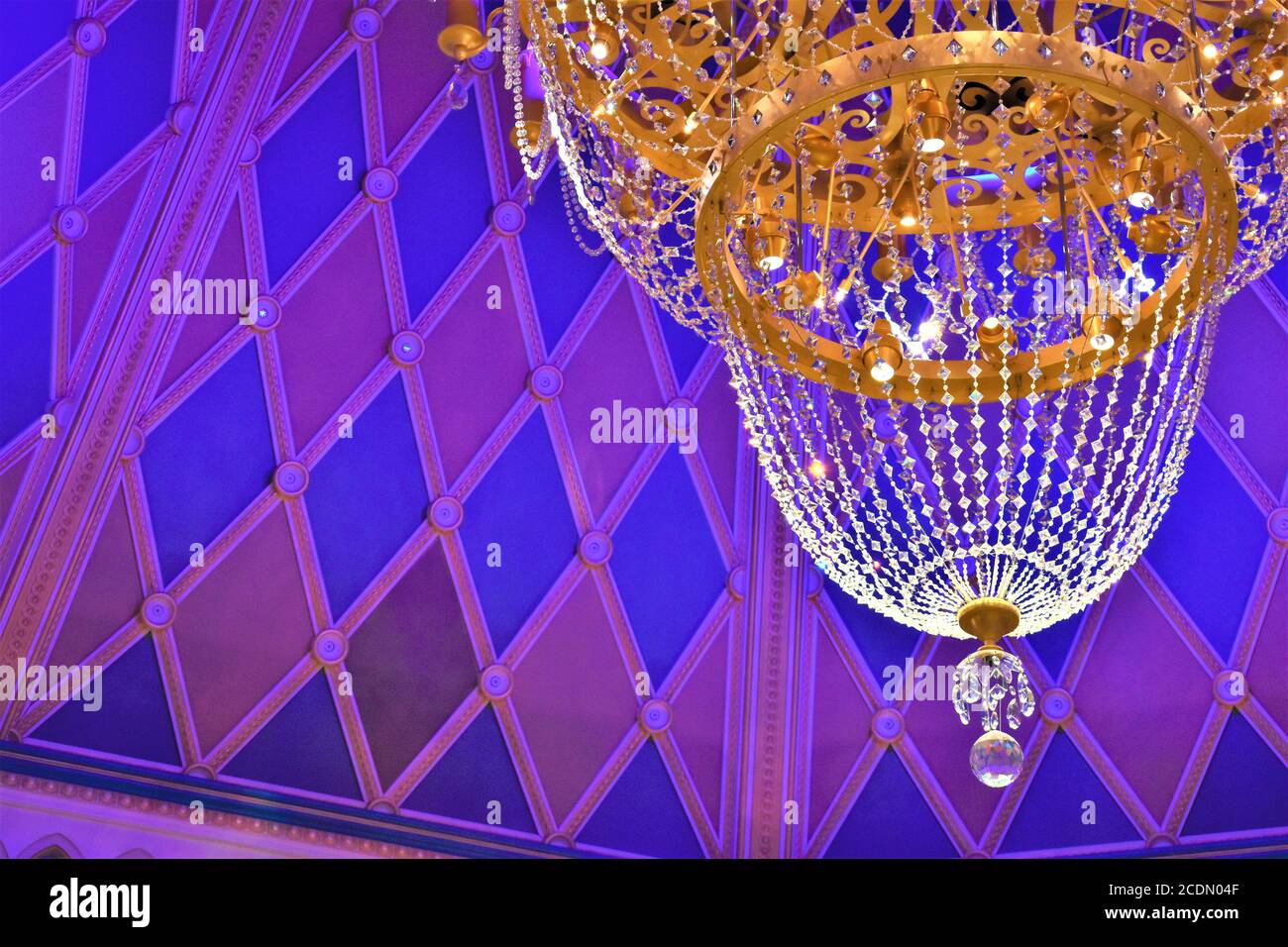 Ceiling chandelier elegant palace mansion glass hi-res stock ...