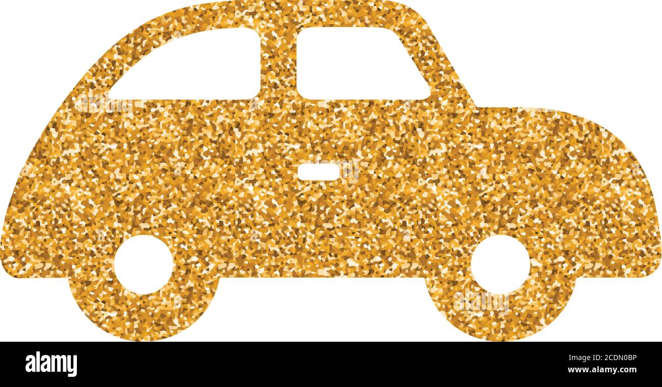 Vintage car icon in gold glitter texture. Sparkle luxury style vector ...