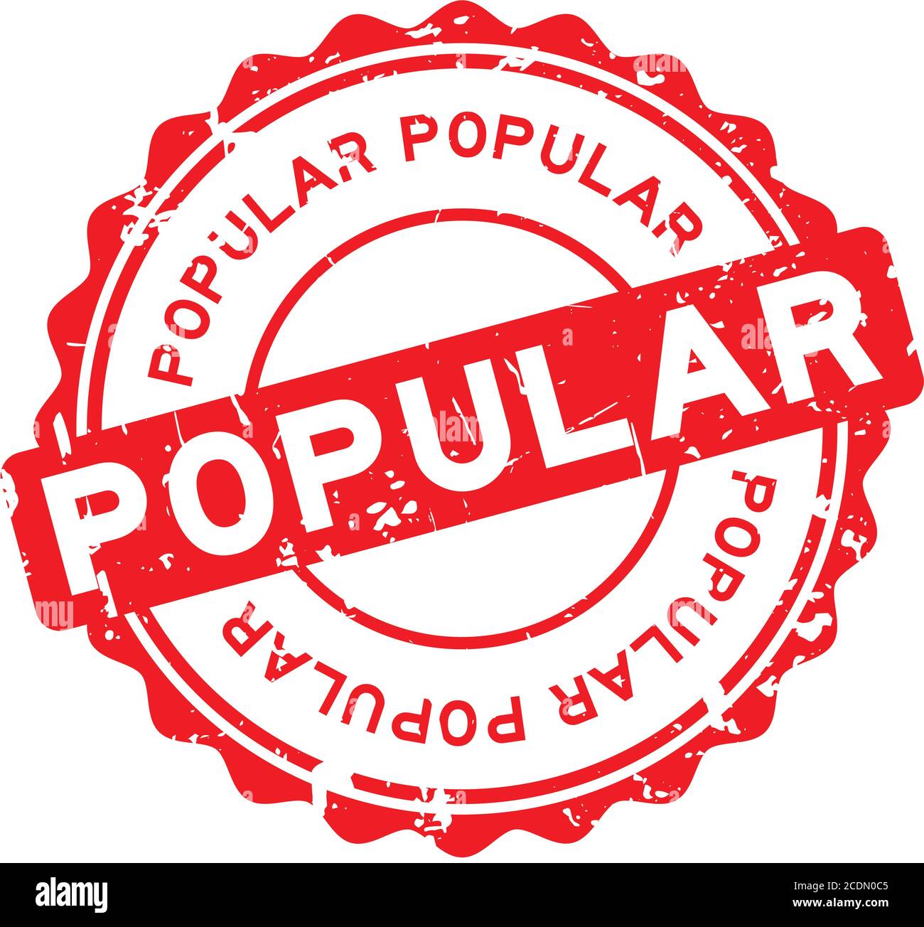 Grunge red popular word round rubber seal stamp on white background ...