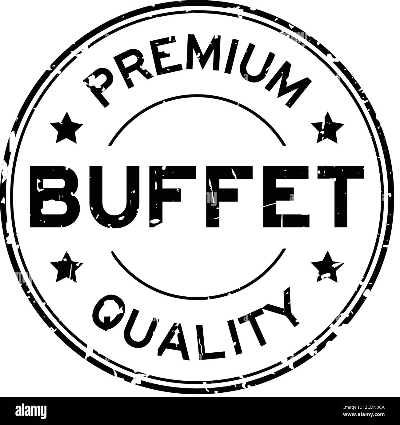 Grunge black premium quality buffet round rubber seal stamp on white ...