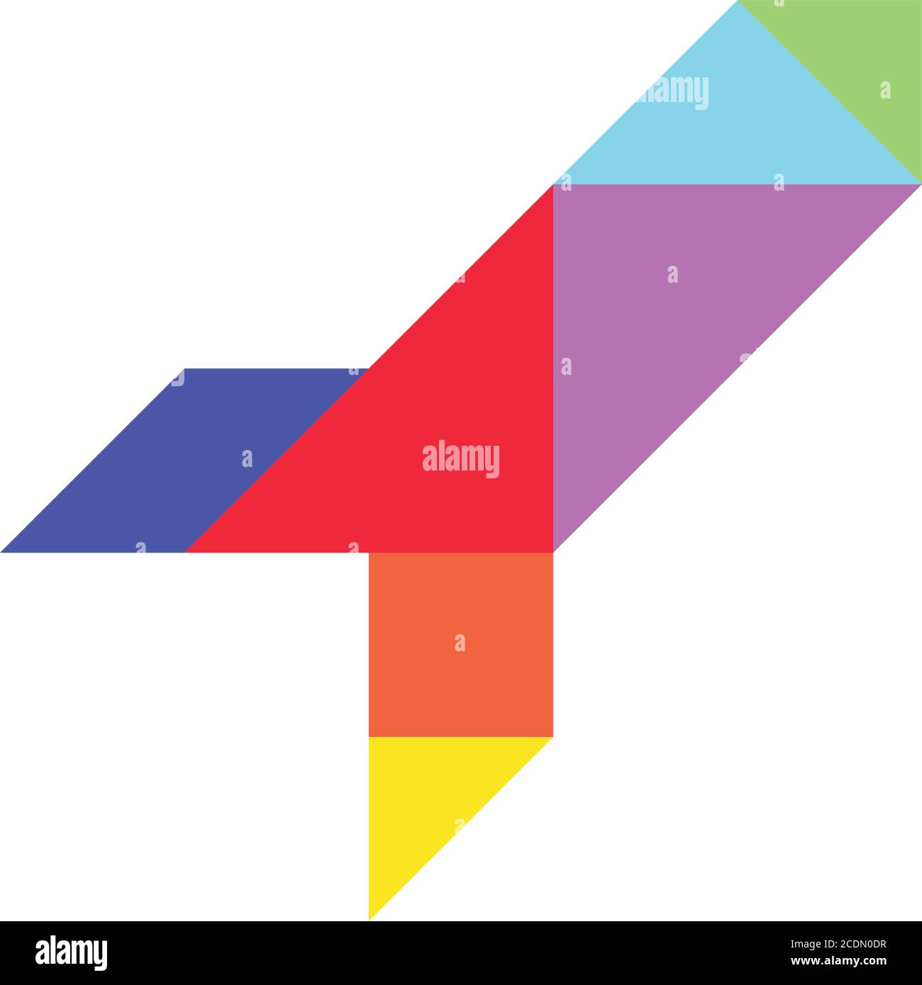 Colorful tangram puzzle in rocket or missile shape on white background ...