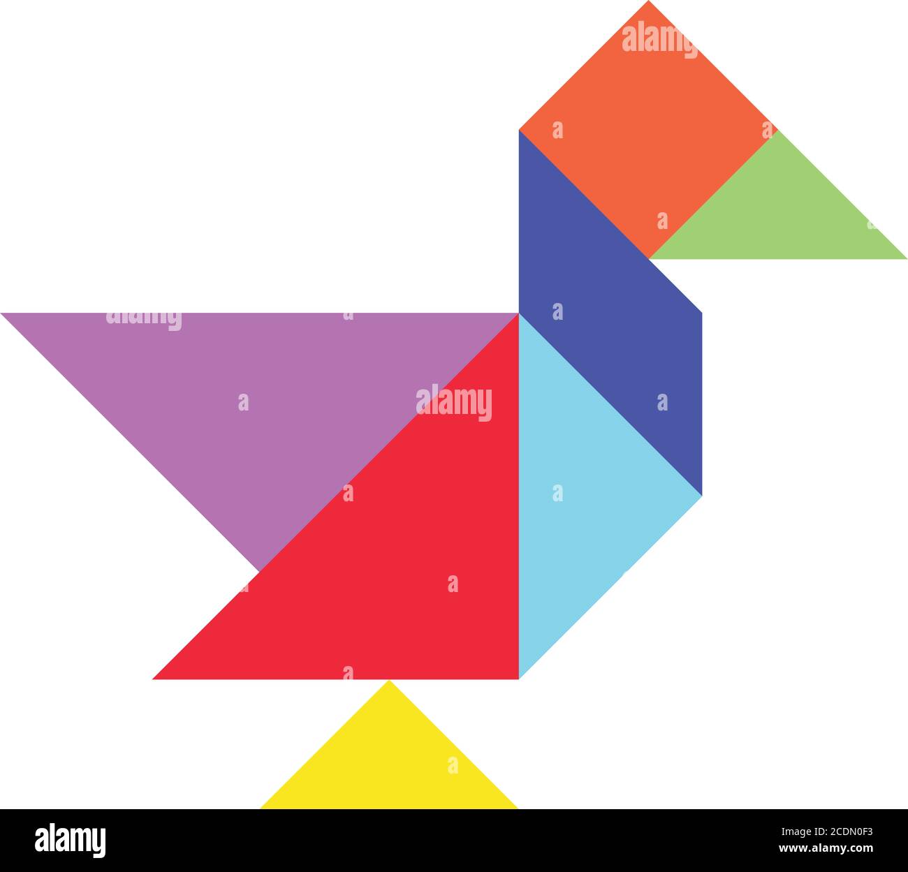 Colorful tangram puzzle in duck or goose shape on white background ...