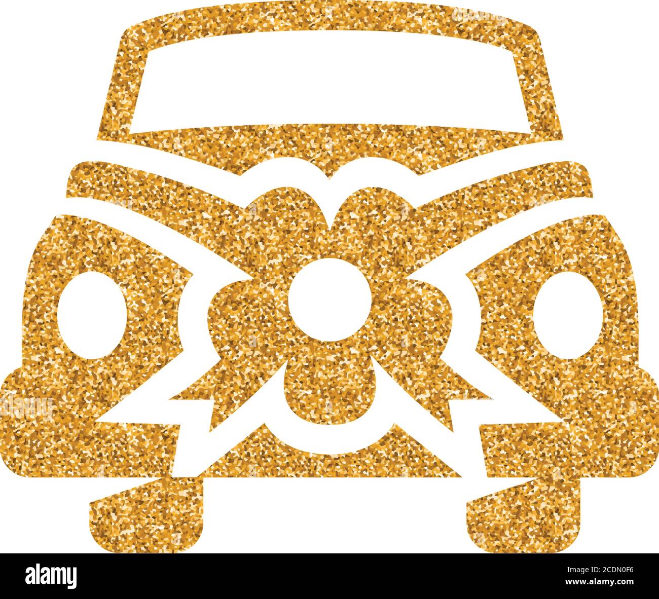 Green car icon in gold glitter texture. Sparkle luxury style vector ...