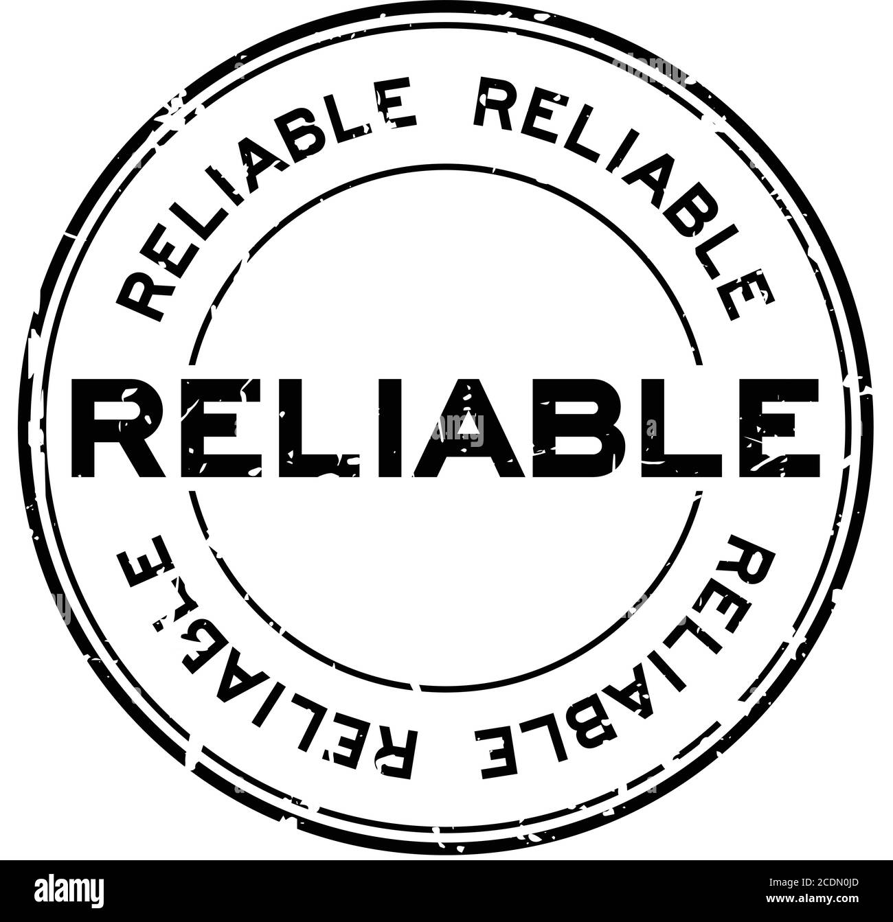 Grunge black reliable round rubber seal stamp on white background Stock ...