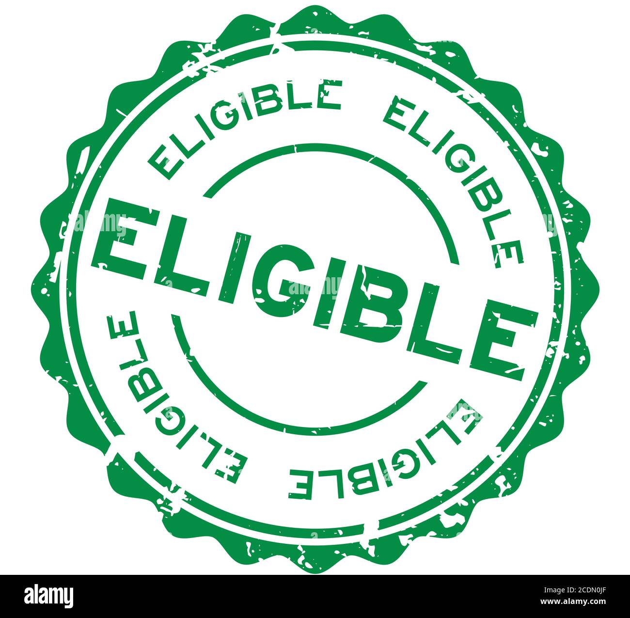 Grunge green eligible word round rubber seal stamp on white background ...