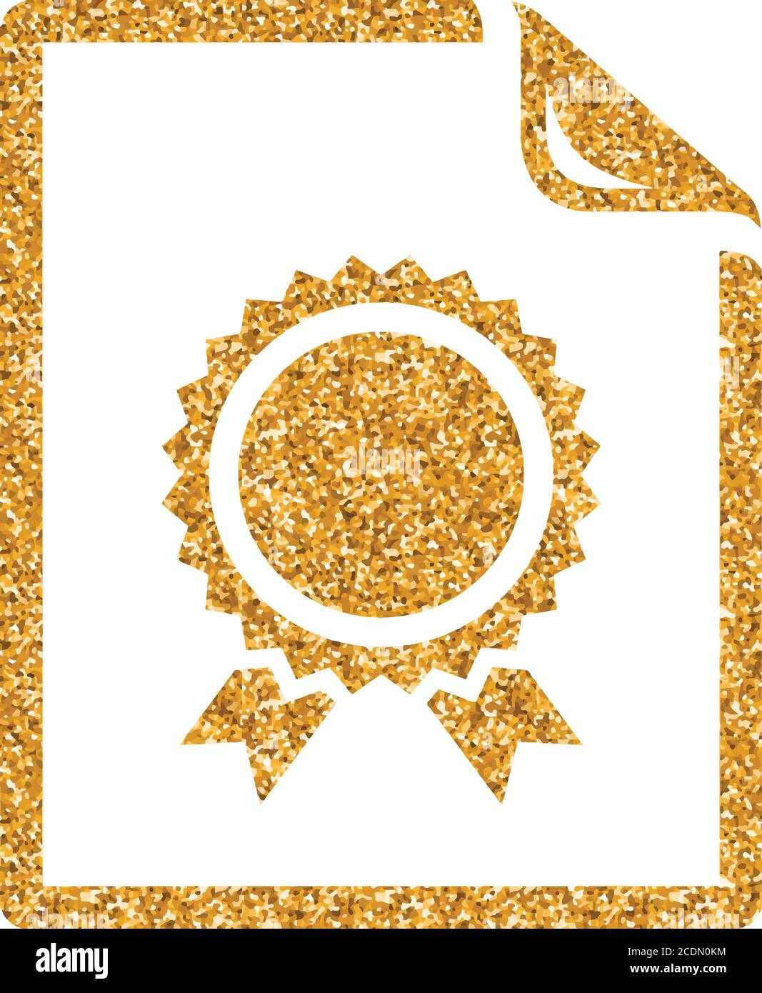 Contract document icon in gold glitter texture. Sparkle luxury style ...