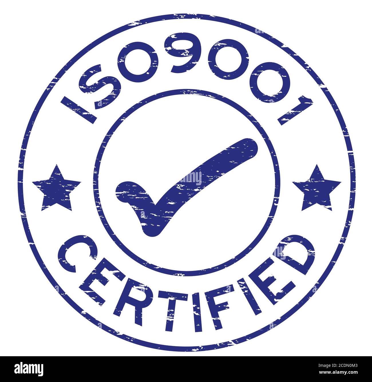 Grunge blue ISO9001 certified round rubber seal stamp on white background Stock Vector Image ...