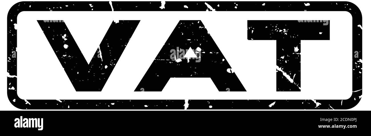 Grunge black vat (Abbreviation of Value added tax) square rubber seal ...