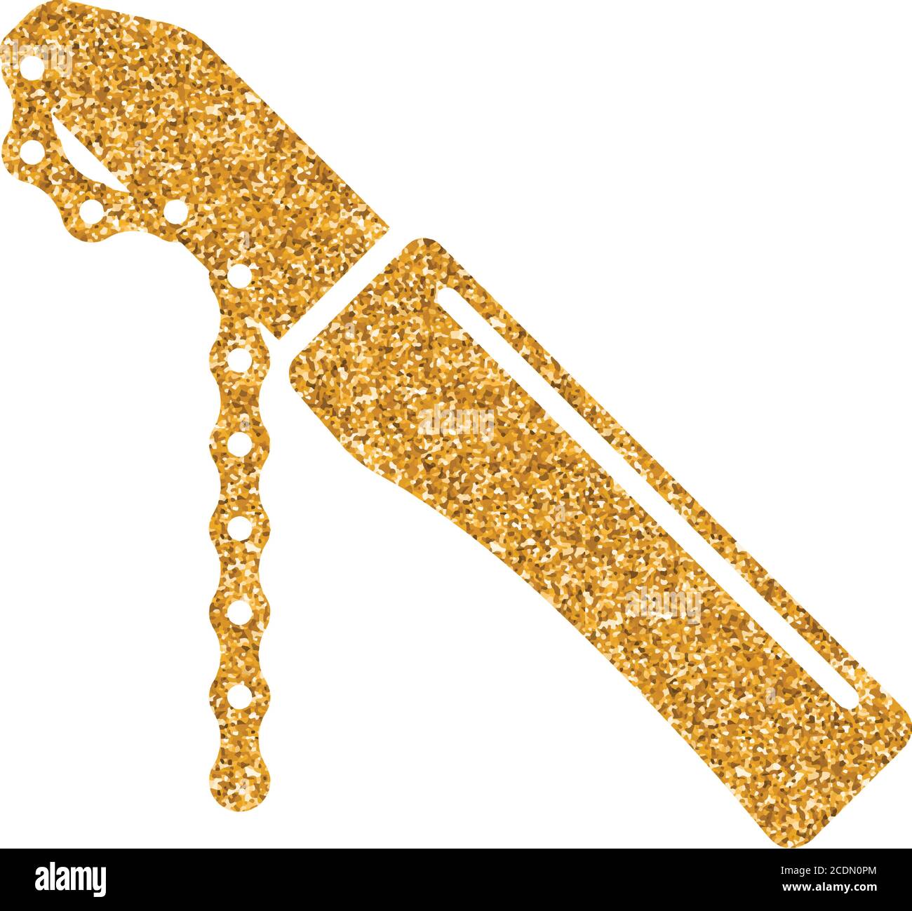 Chain whip icon in gold glitter texture. Sparkle luxury style vector ...