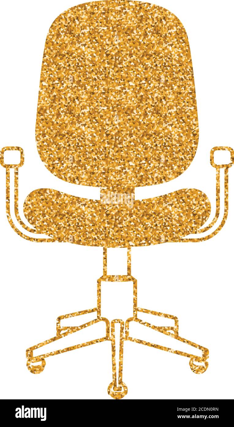 Office chair icon in gold glitter texture. Sparkle luxury style vector ...