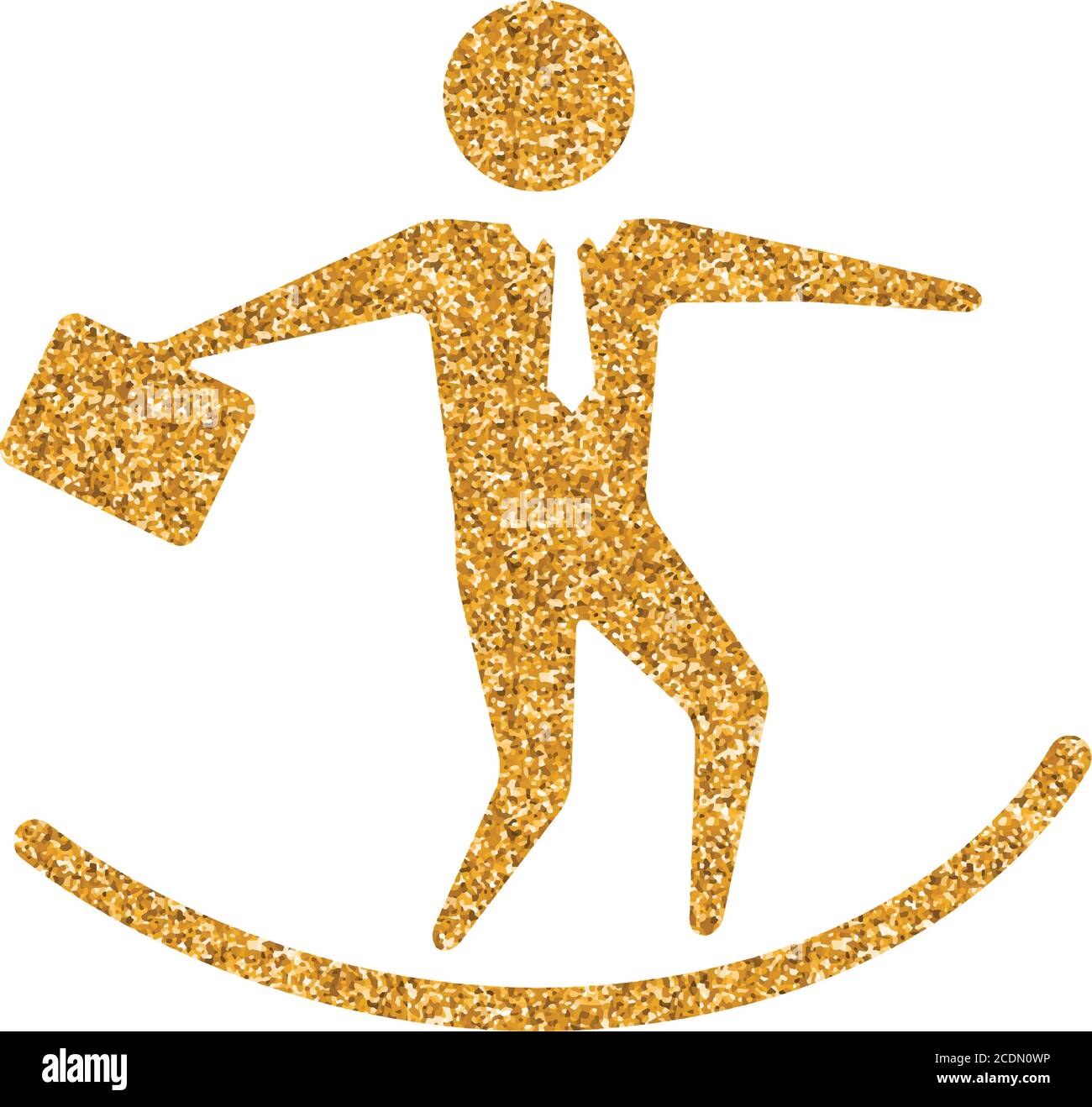 Businessman challenge icon in gold glitter texture. Sparkle luxury ...