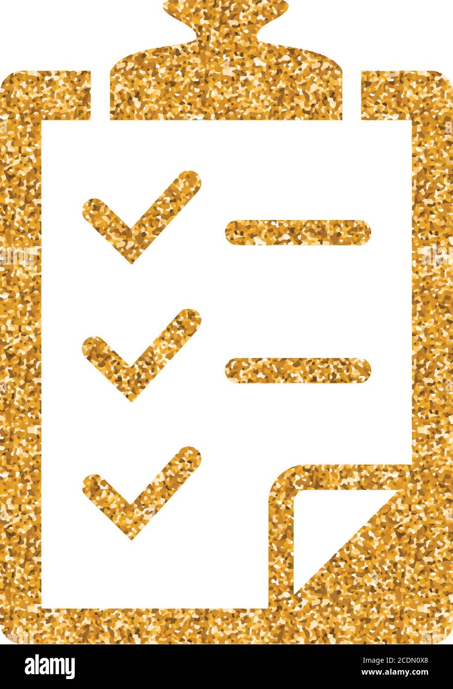 Checklist icon in gold glitter texture. Sparkle luxury style vector ...