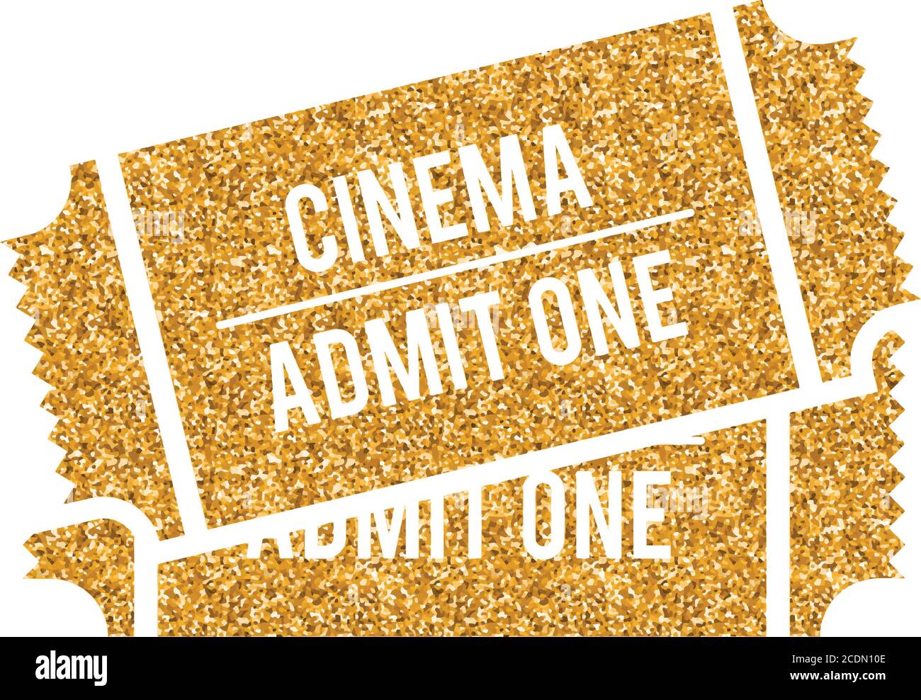 Cinema ticket icon in gold glitter texture. Sparkle luxury style vector ...