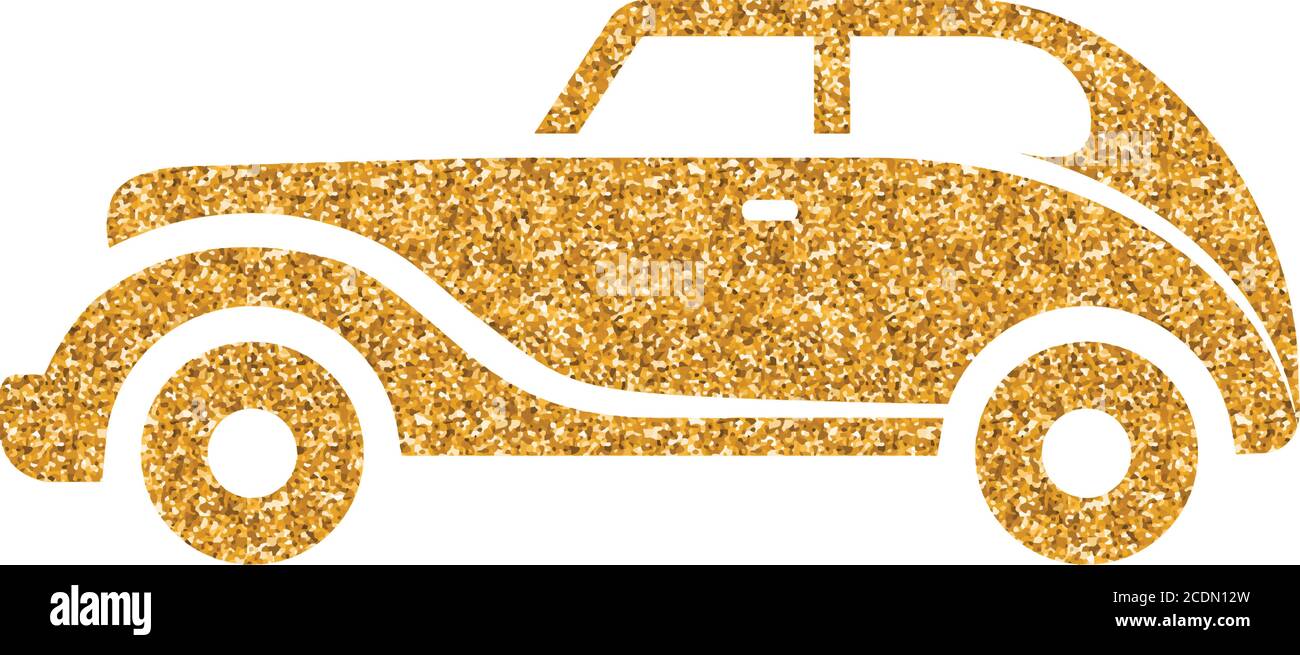 Vintage car icon in gold glitter texture. Sparkle luxury style vector ...