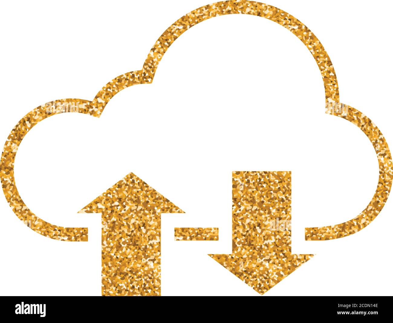 Cloud icon with arrows in gold glitter texture. Sparkle luxury style ...