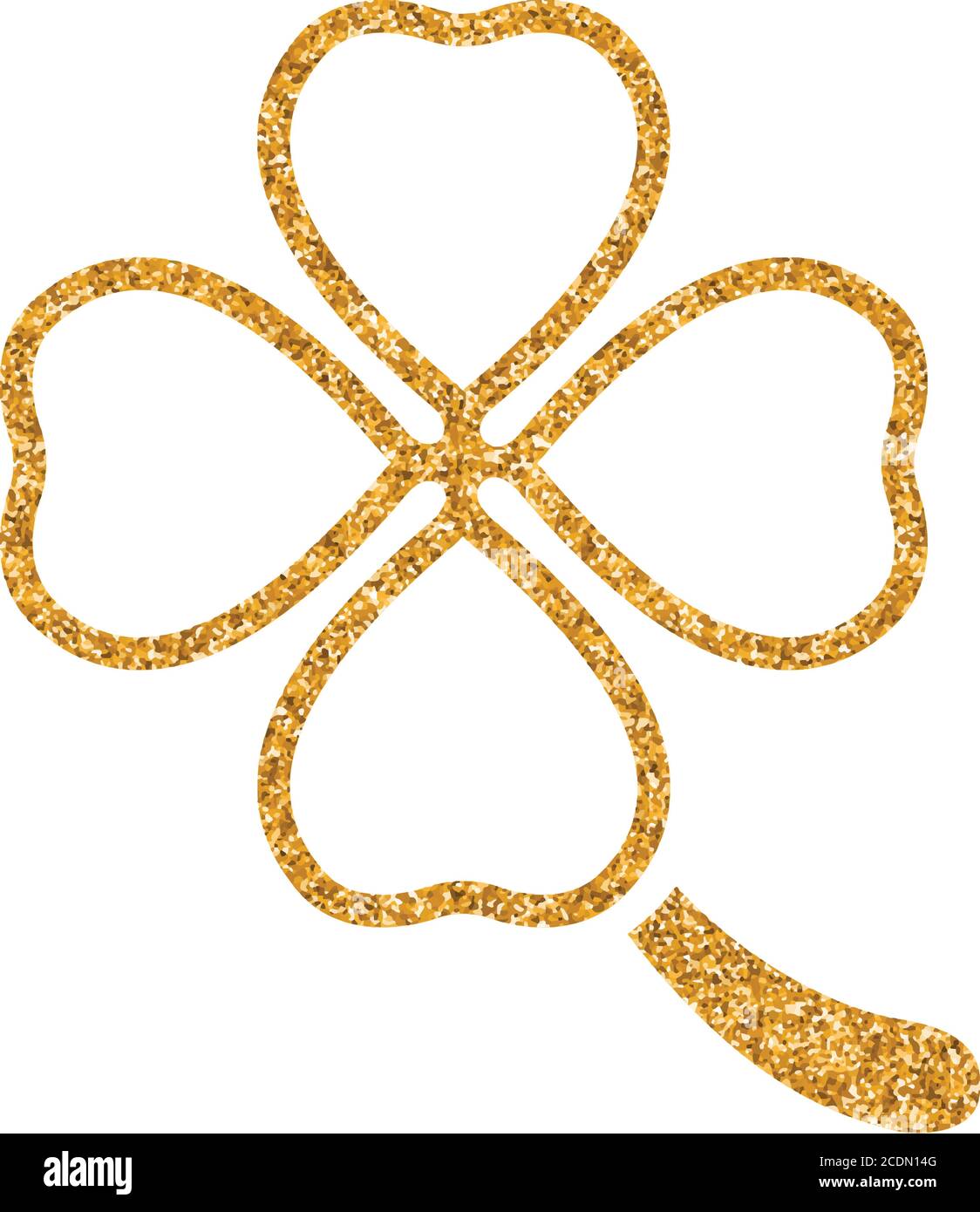 Clover icon in gold glitter texture. Sparkle luxury style vector ...