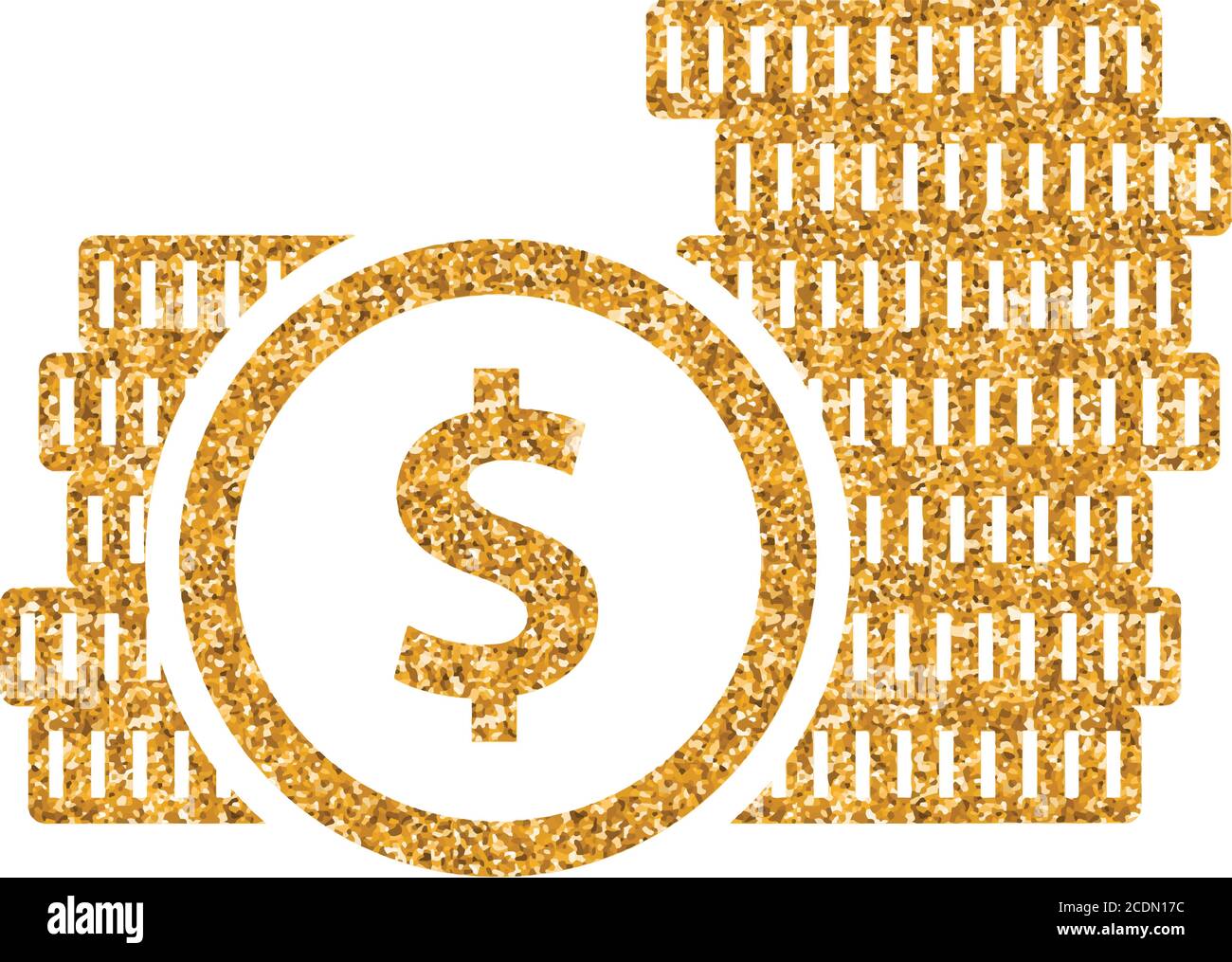 Coin money icon in gold glitter texture. Sparkle luxury style vector ...