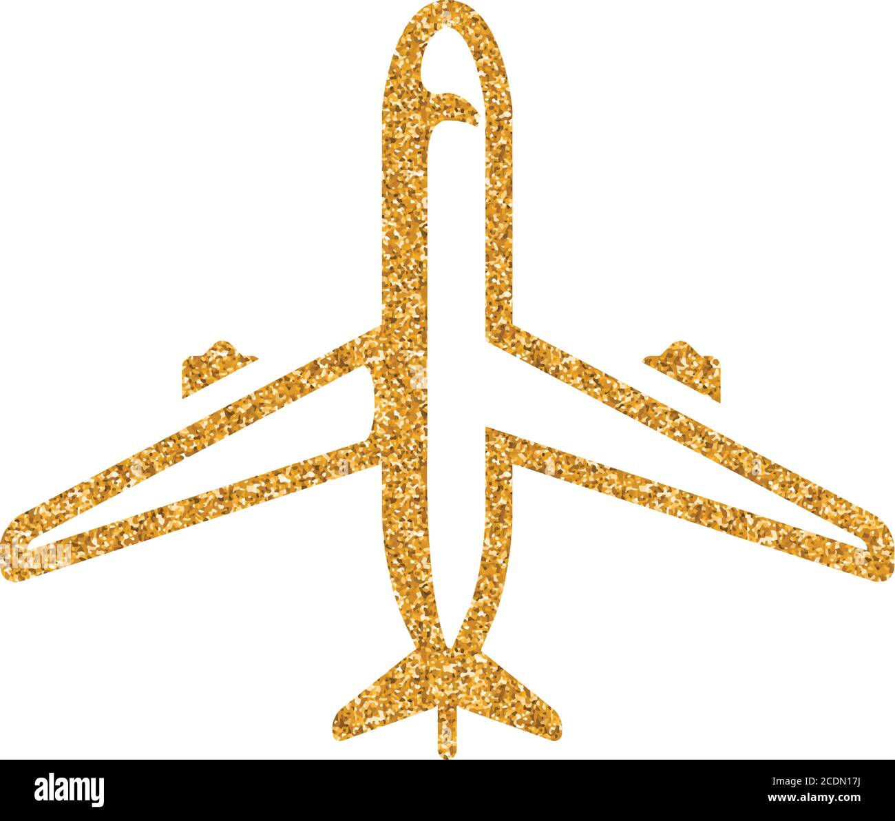 Airplane icon in gold glitter texture. Sparkle luxury style vector ...